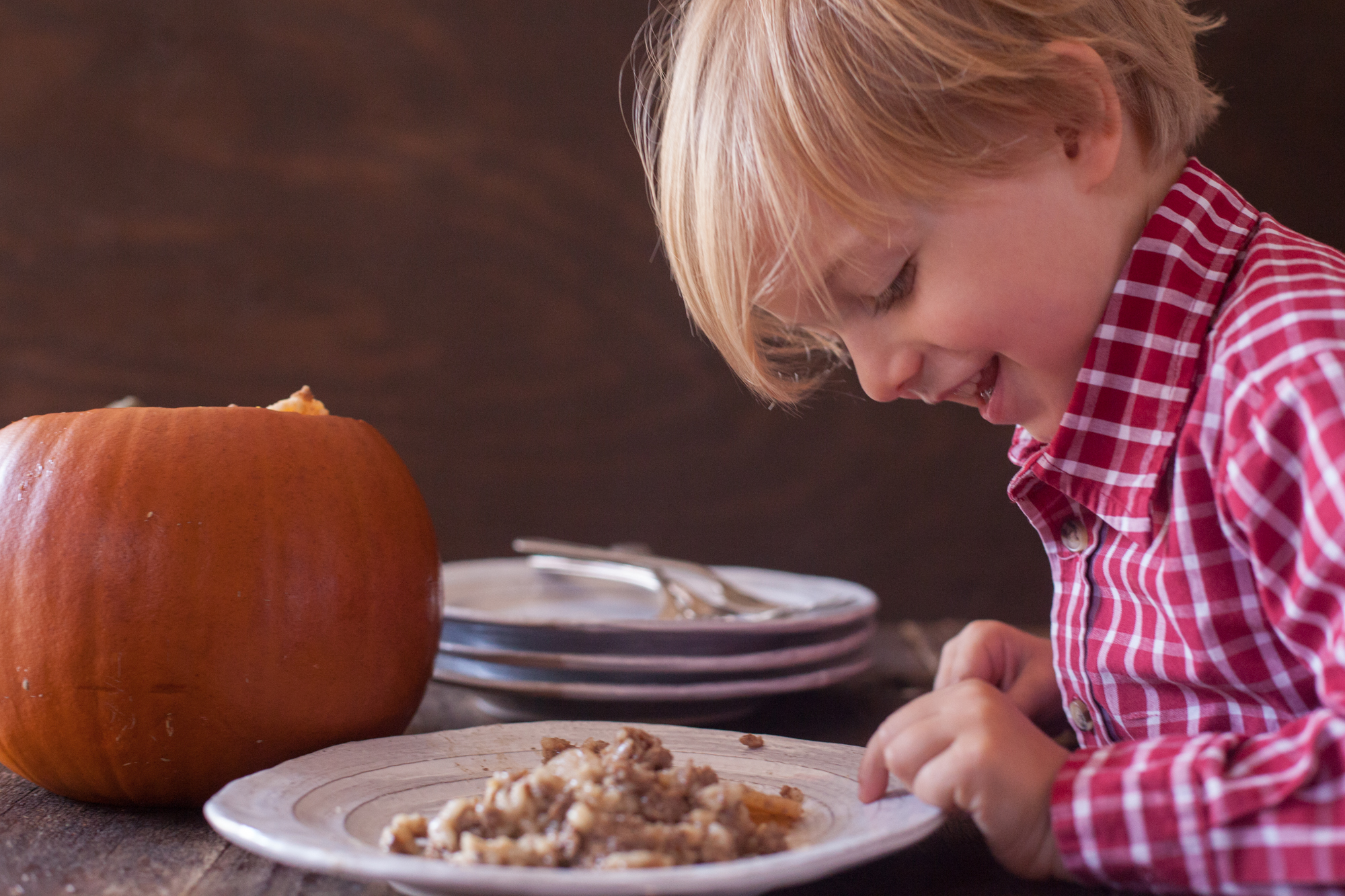 Ground Beef Dinner in a Pumpkin that Kids Can Help Make