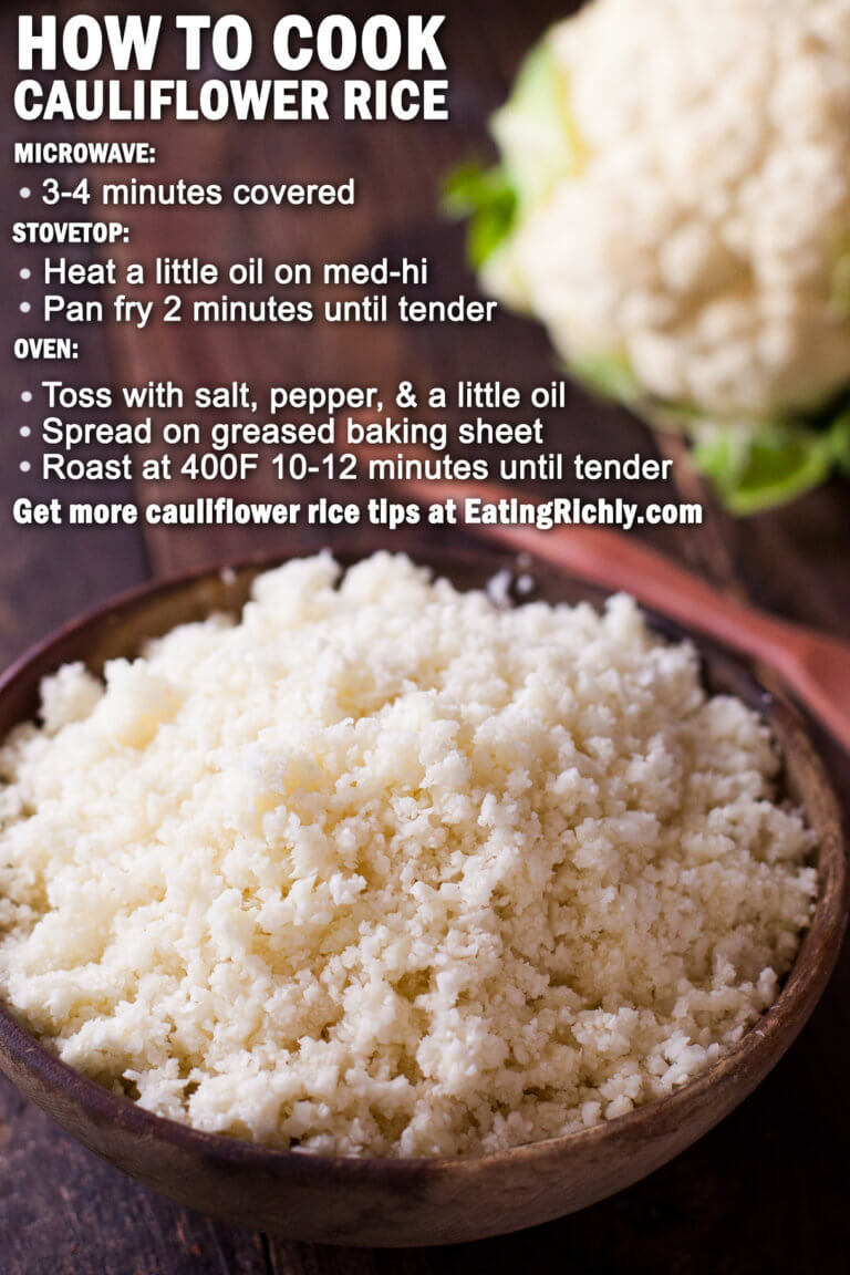 Cauliflower Rice Recipe with Stove, Oven, & Microwave Instructions