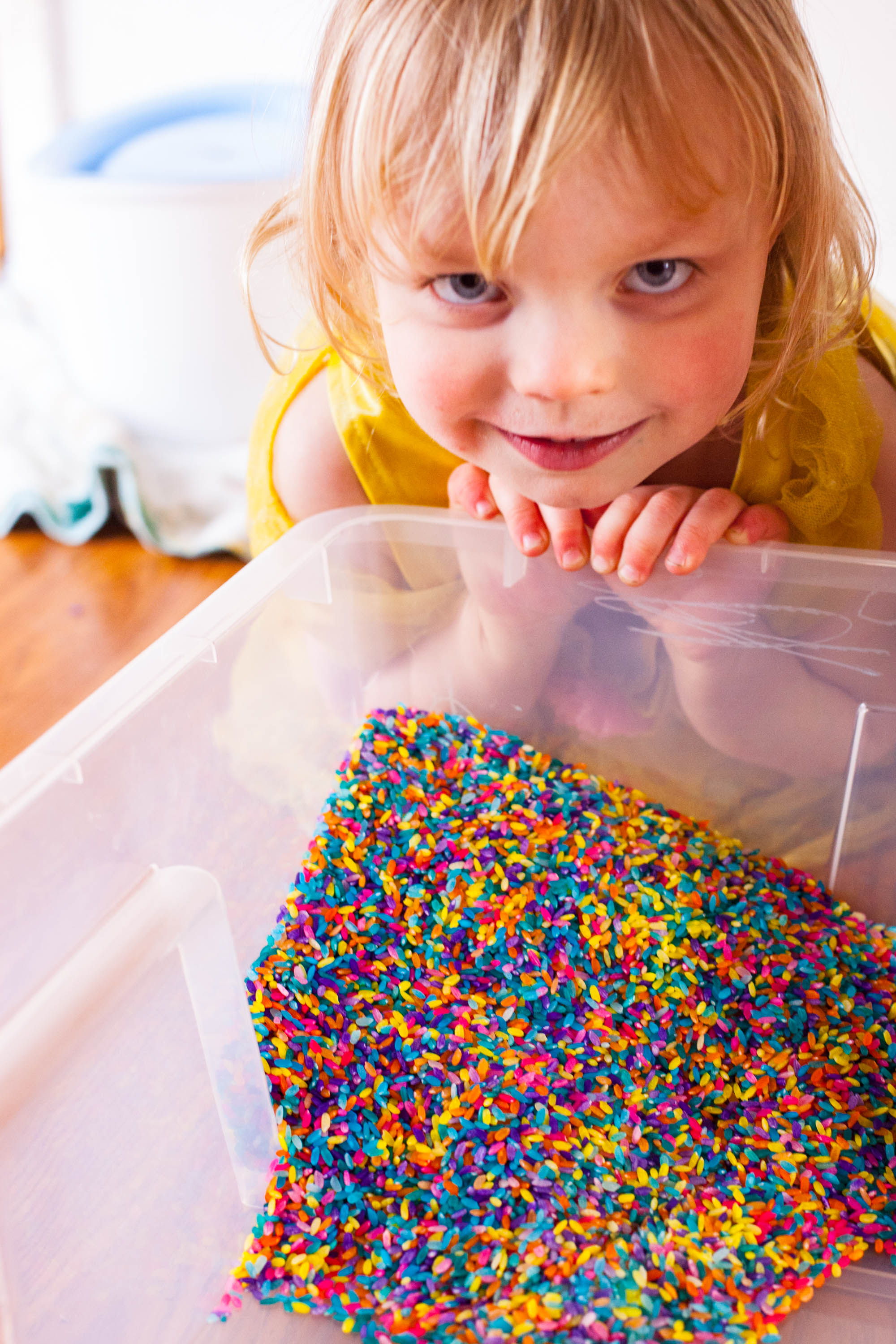 Rainbow Rice Sensory Bin Activity for Kids - Eating Richly